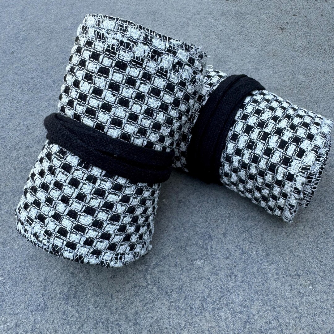 Medieval Decorative Wool Leg Wraps - Black and White Checkered Puttees ...