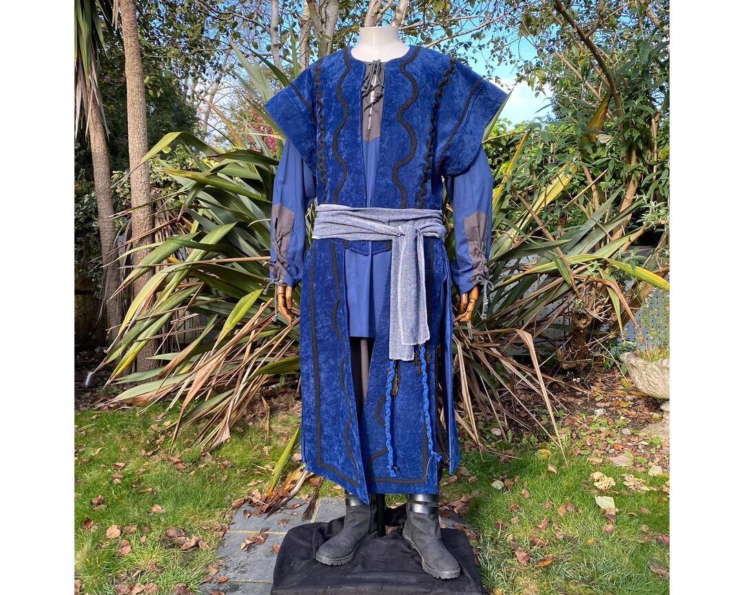 Storm Mage LARP Outfit 3 Pieces Blue Suede Effect Waistcoat, Two Tone ...