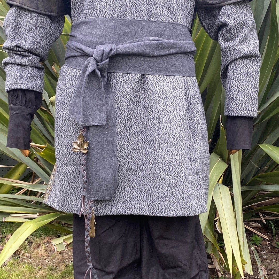 Medieval LARP Sash With Metal Trinkets, Dark Grey Wool, Pirate, Viking ...