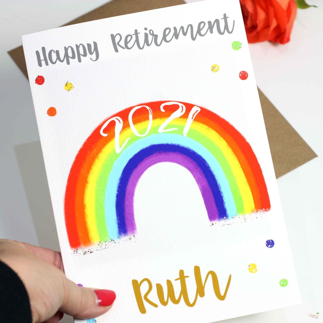 Personalised Rainbow Retirement Card / Sending Rainbows / Work ...