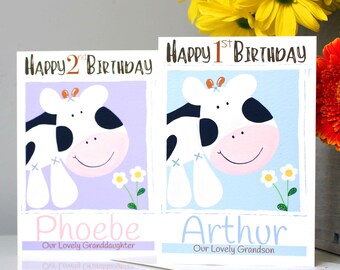Personalised Cow Birthday Card, Any Age/relation, 6 X 6 Square, Blank ...