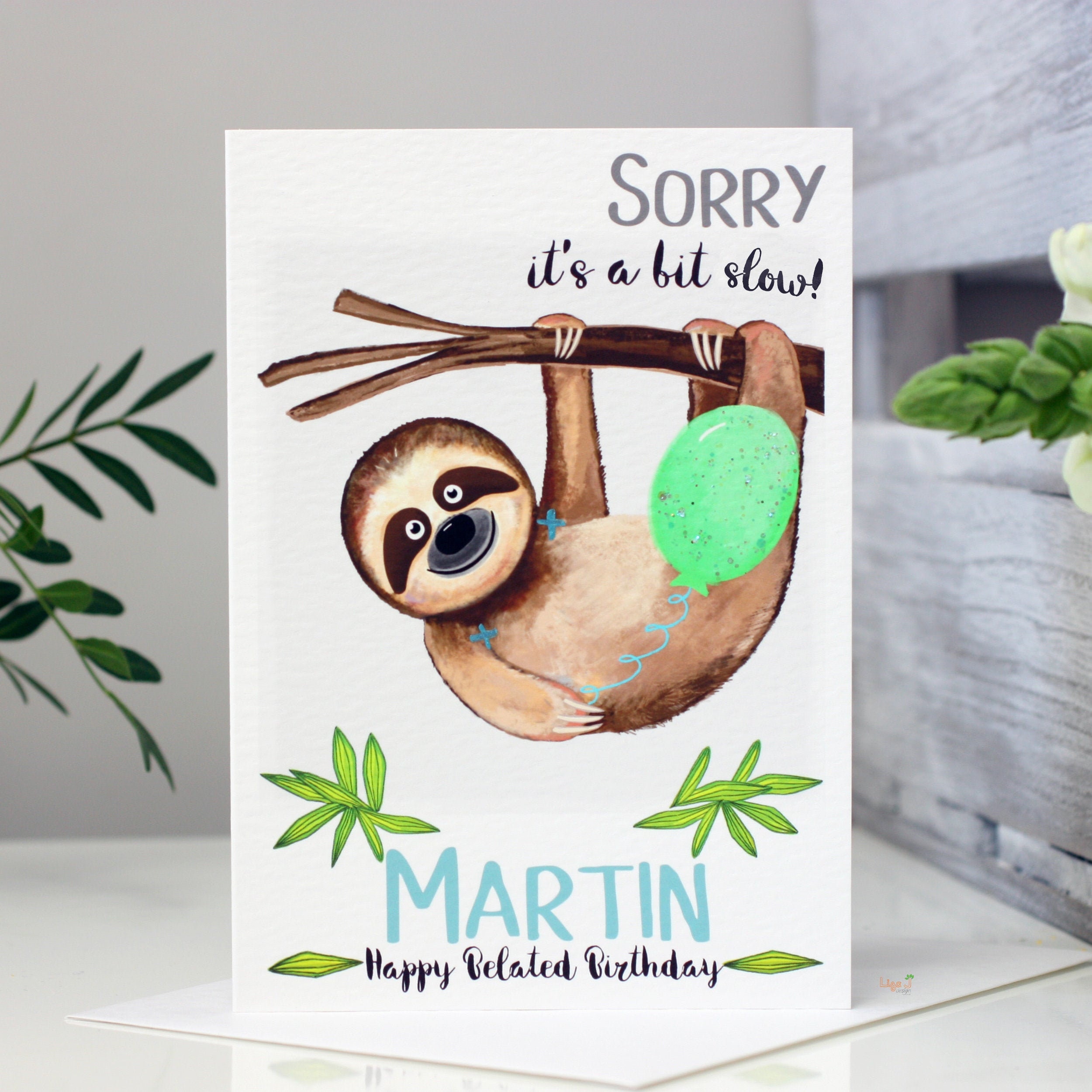 Personalised Sloth Belated Birthday Card / Late Birthday Card / Sorry ...