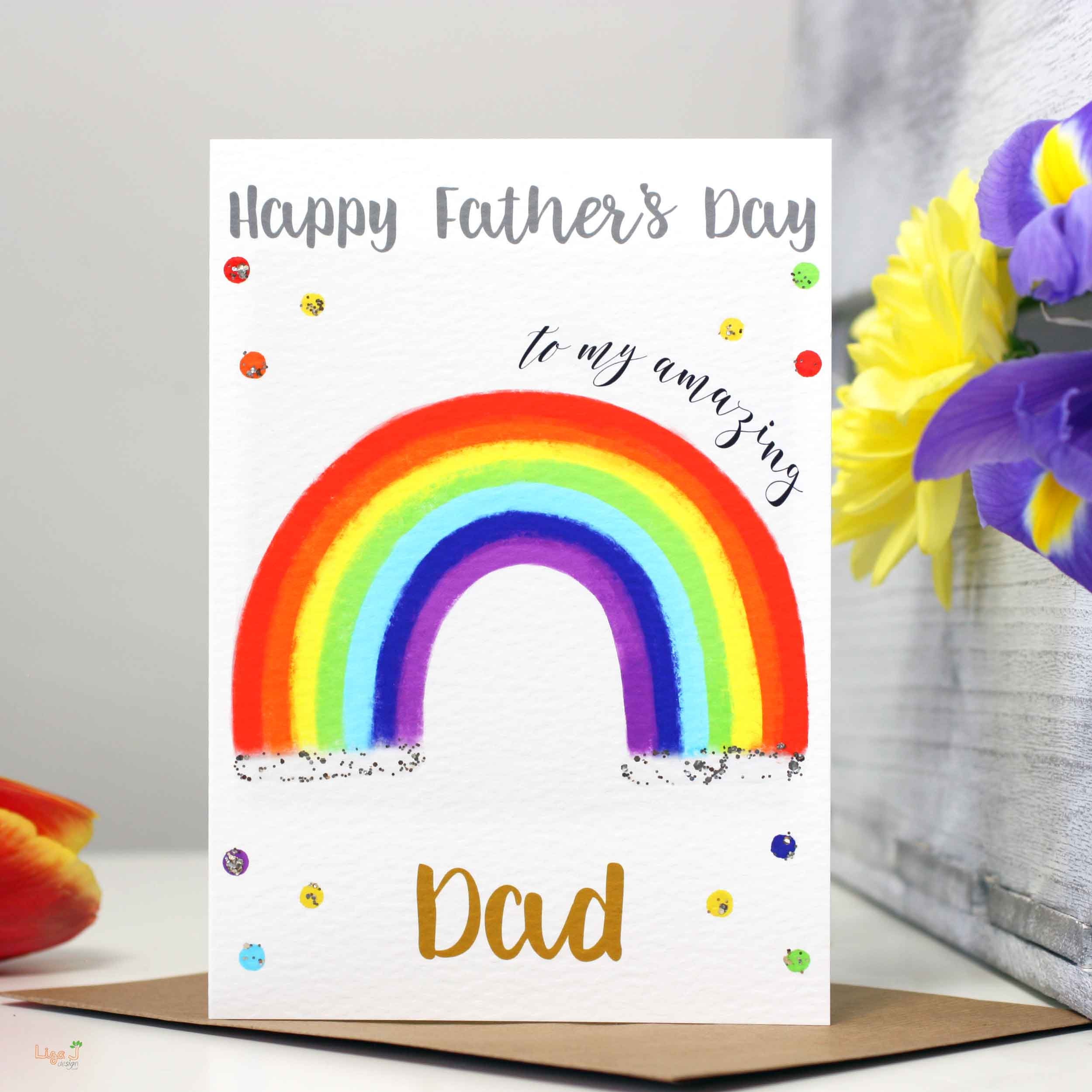 Rainbow Relation Father's Day Card / Card for Dad / Daddy, Papa ...