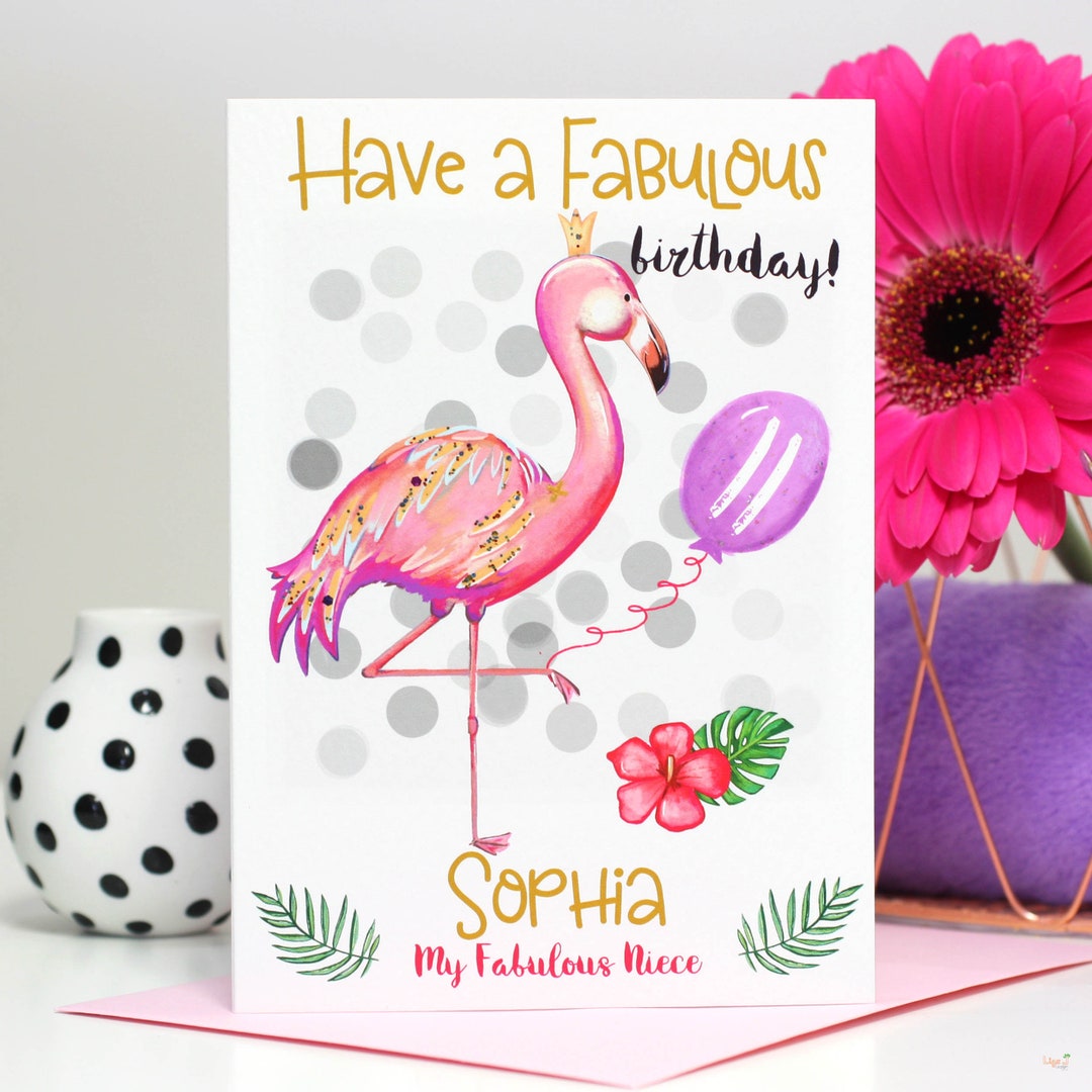 Personalised Flamingo Age Birthday Card / Any Name / Any Age / - Etsy