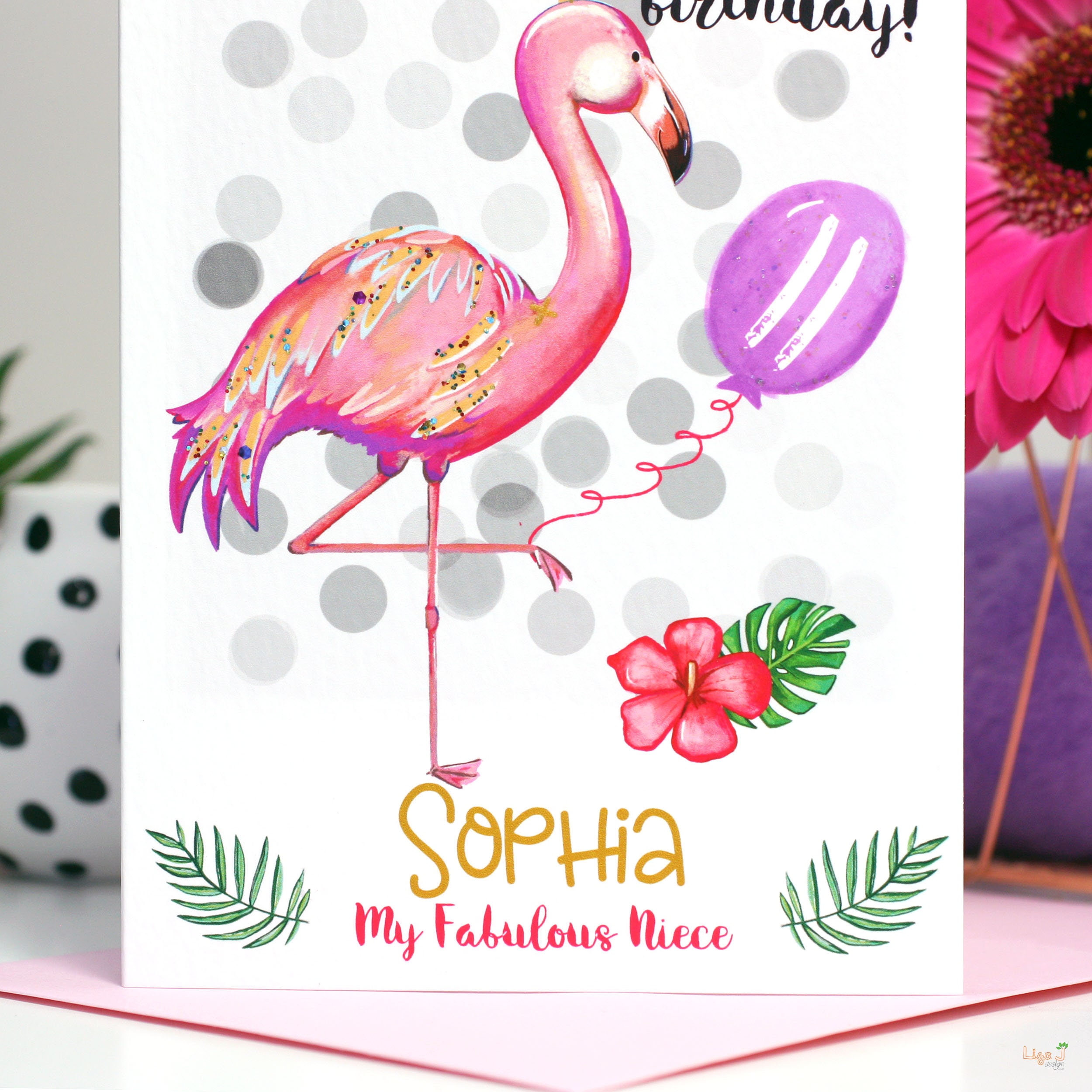 Personalised Flamingo Age Birthday Card / Any Name / Any Age / Daughter ...