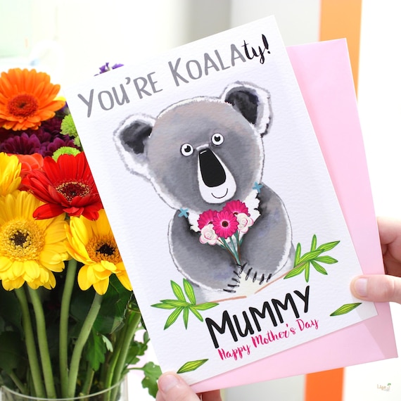 Personalised Koala Mother's Day Card / Card for Her / Pun | Etsy