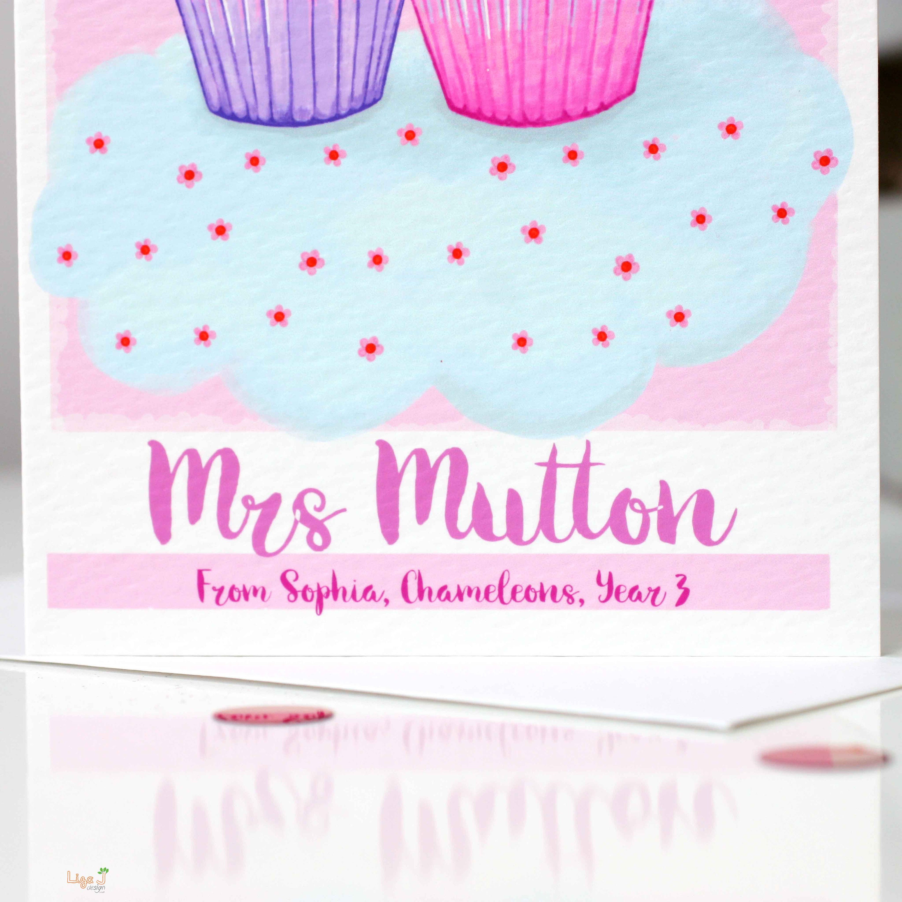 Cupcake Teacher Card Thank You Teacher Card Personalised - Etsy