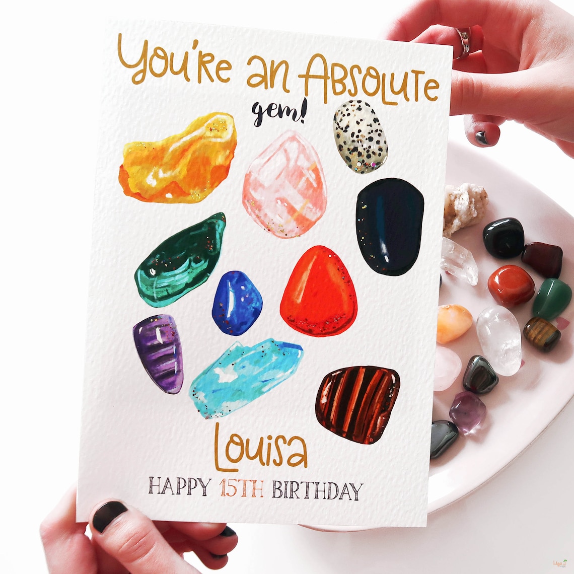 Personalised Gemstones Birthday Card / Gem Healing Crystals / - Etsy