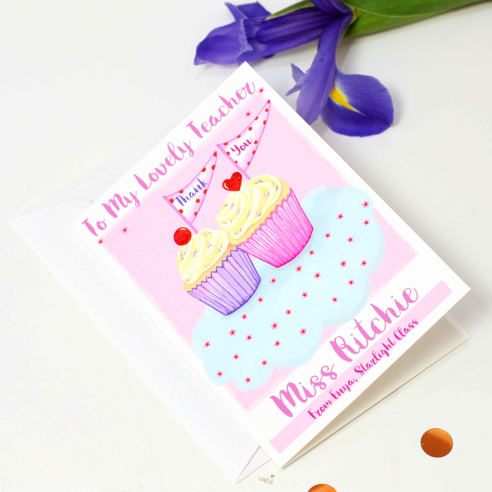 Cupcake Teacher Card Thank You Teacher Card Personalised - Etsy
