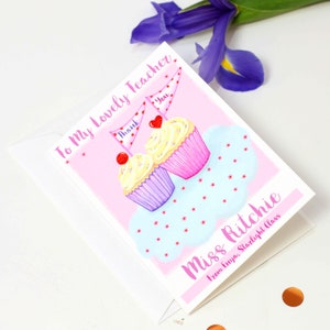 Cupcake Teacher Card Thank You Teacher Card Personalised - Etsy