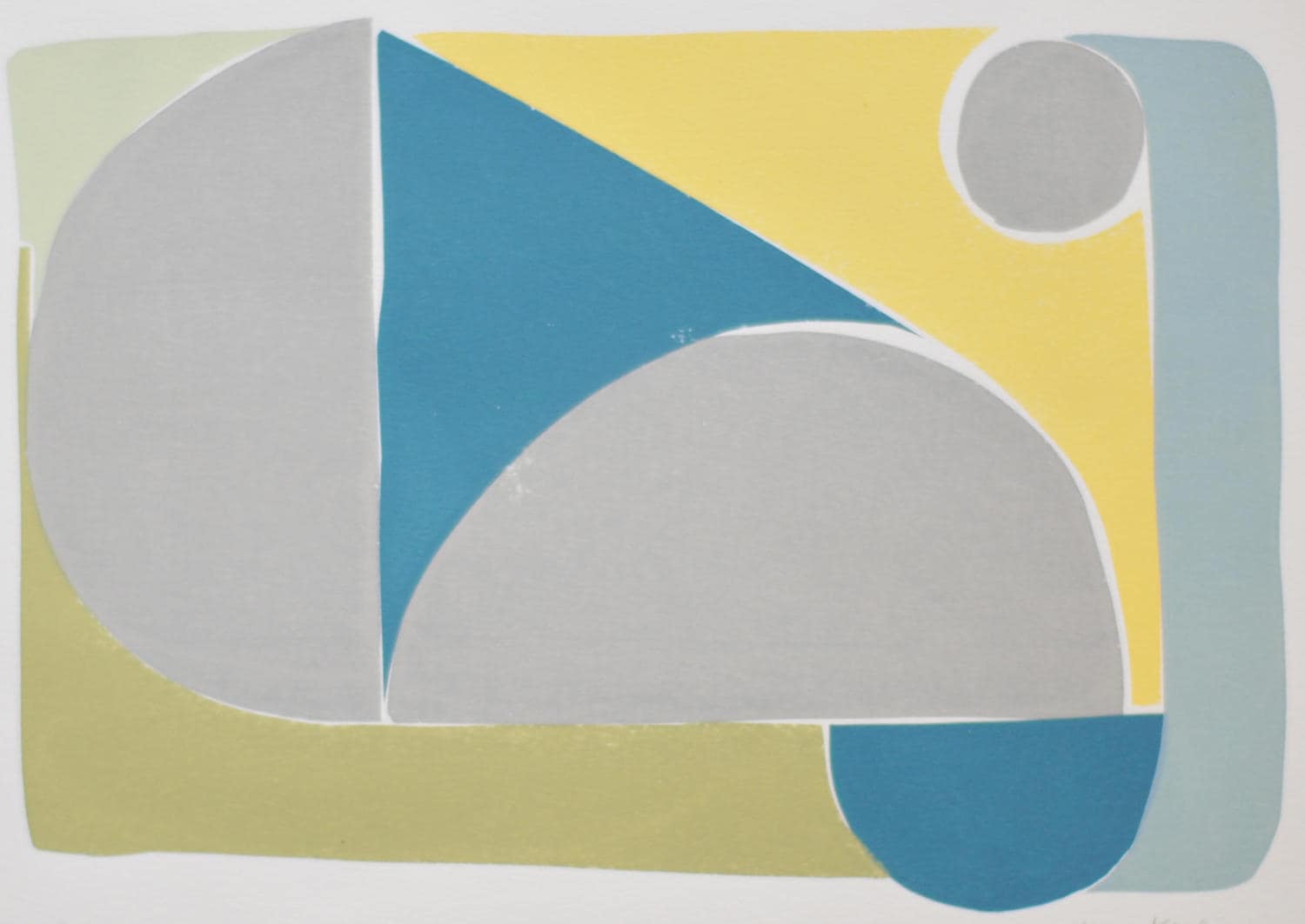 Monsoon - 1950s Inspires Silk Screen Print, Blue, Yellow, Green, Grey ...