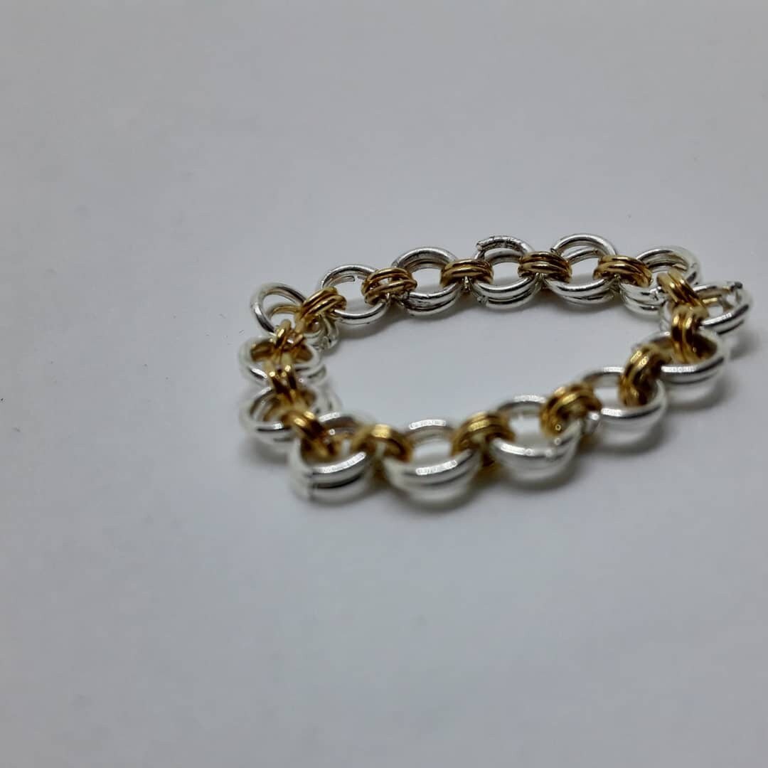 Gold and Silver Chainmaille Ring - Etsy
