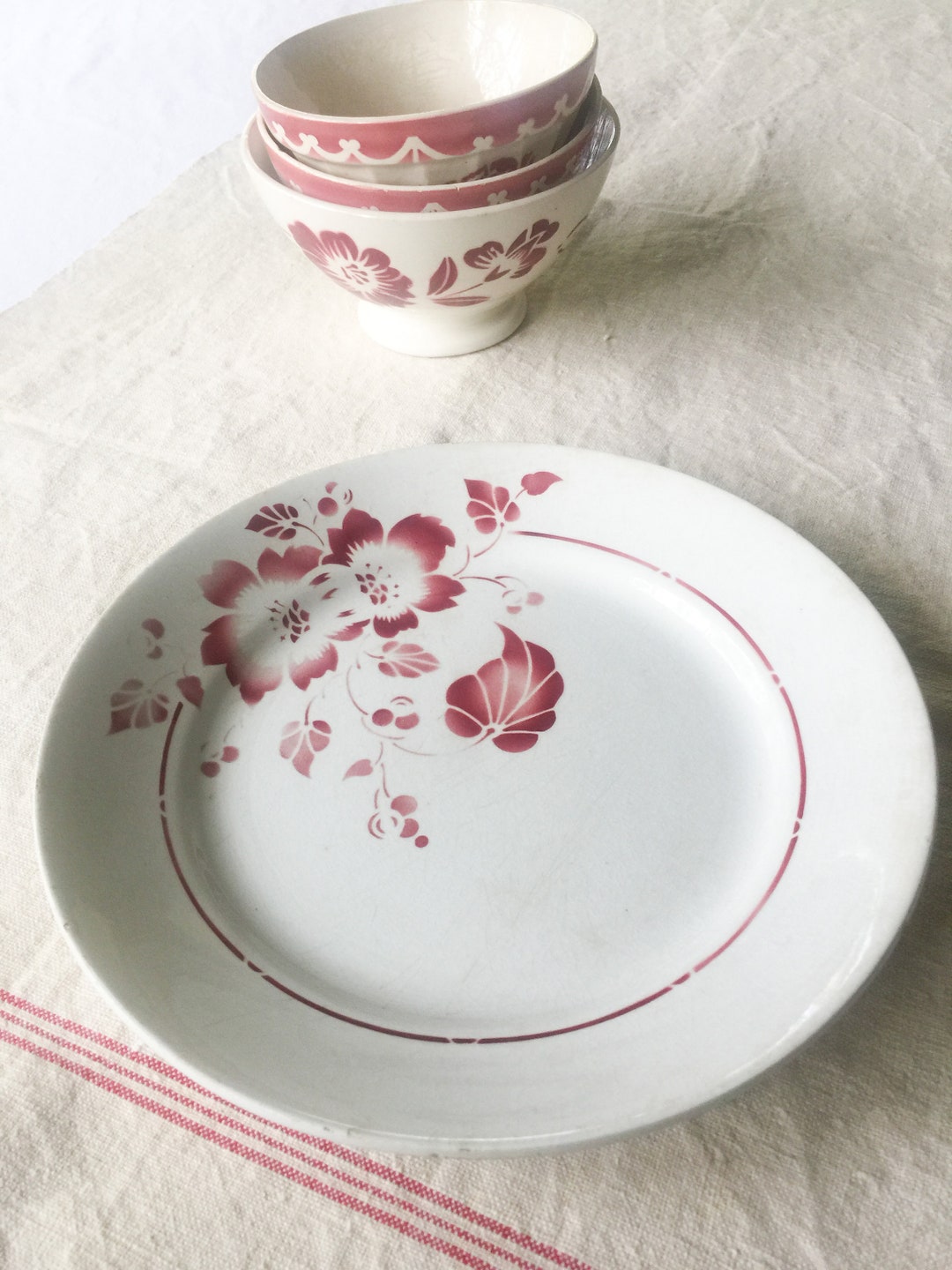 French Antique Round Serving Platter// Vintage French Serving Platter ...