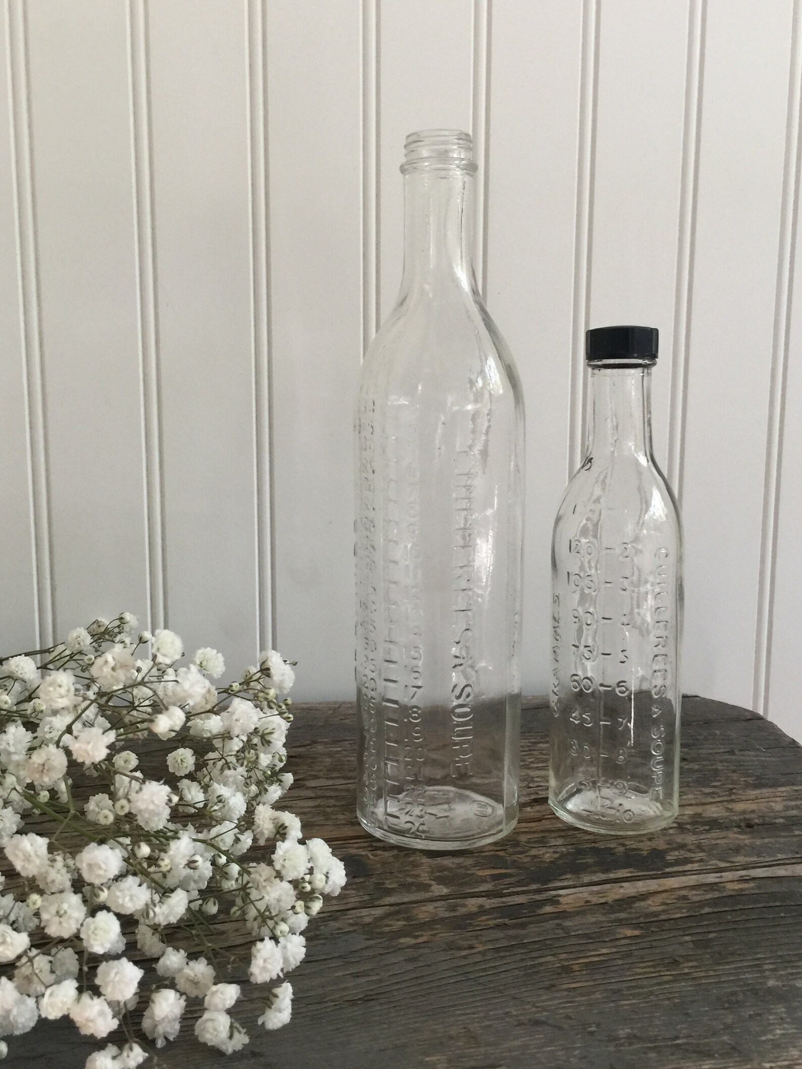 Set of 2 Old Bottles// Pharmacy Measuring Bottles// Vintage - Etsy