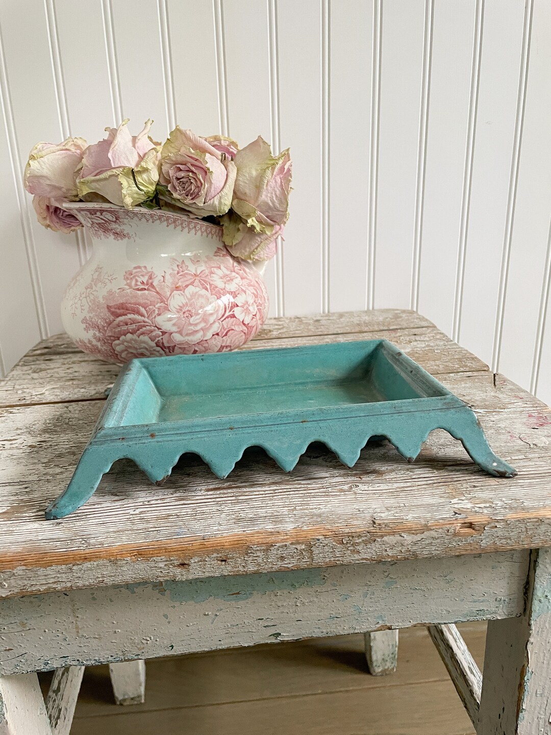 French Antique Spittoon// Vintage Blue Cast Iron Spittoon// French ...