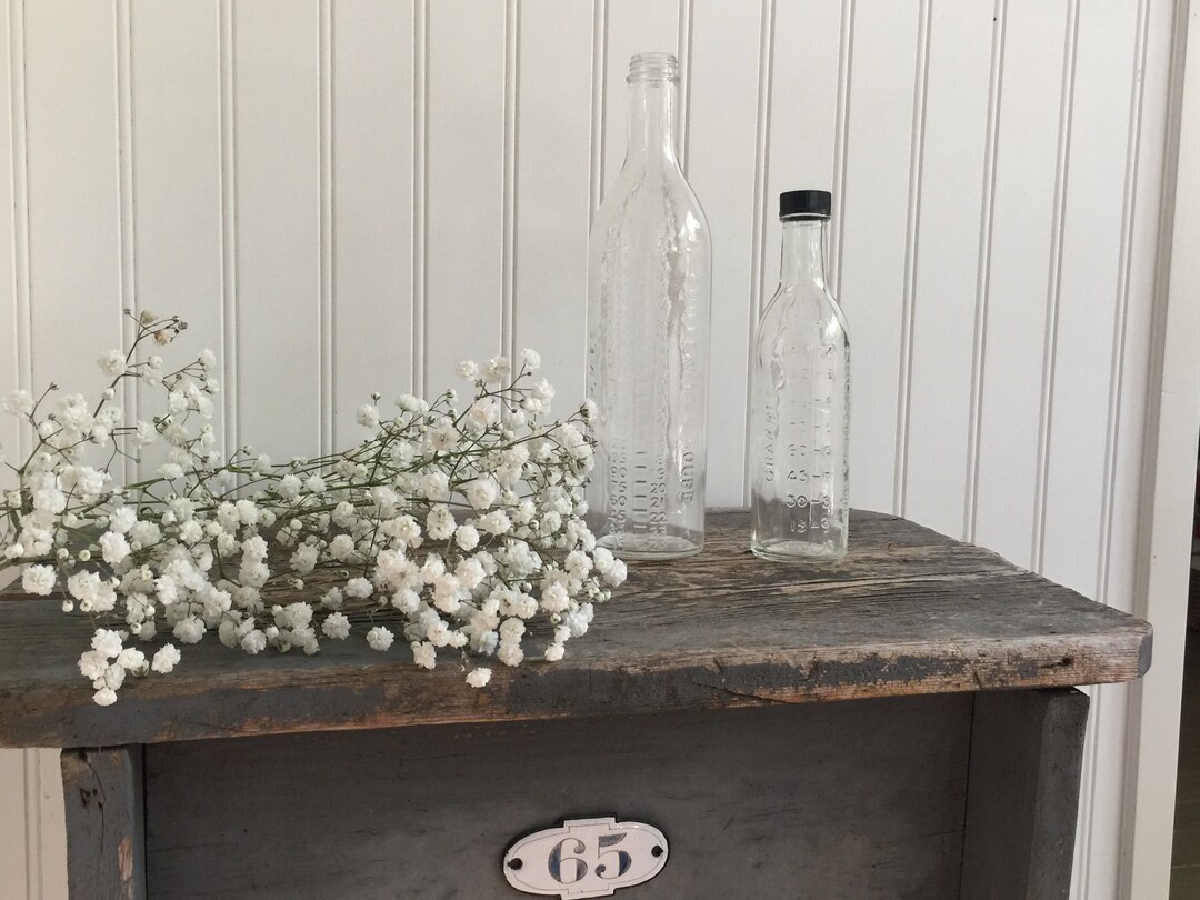 Set of 2 Old Bottles// Pharmacy Measuring Bottles// Vintage Glass ...