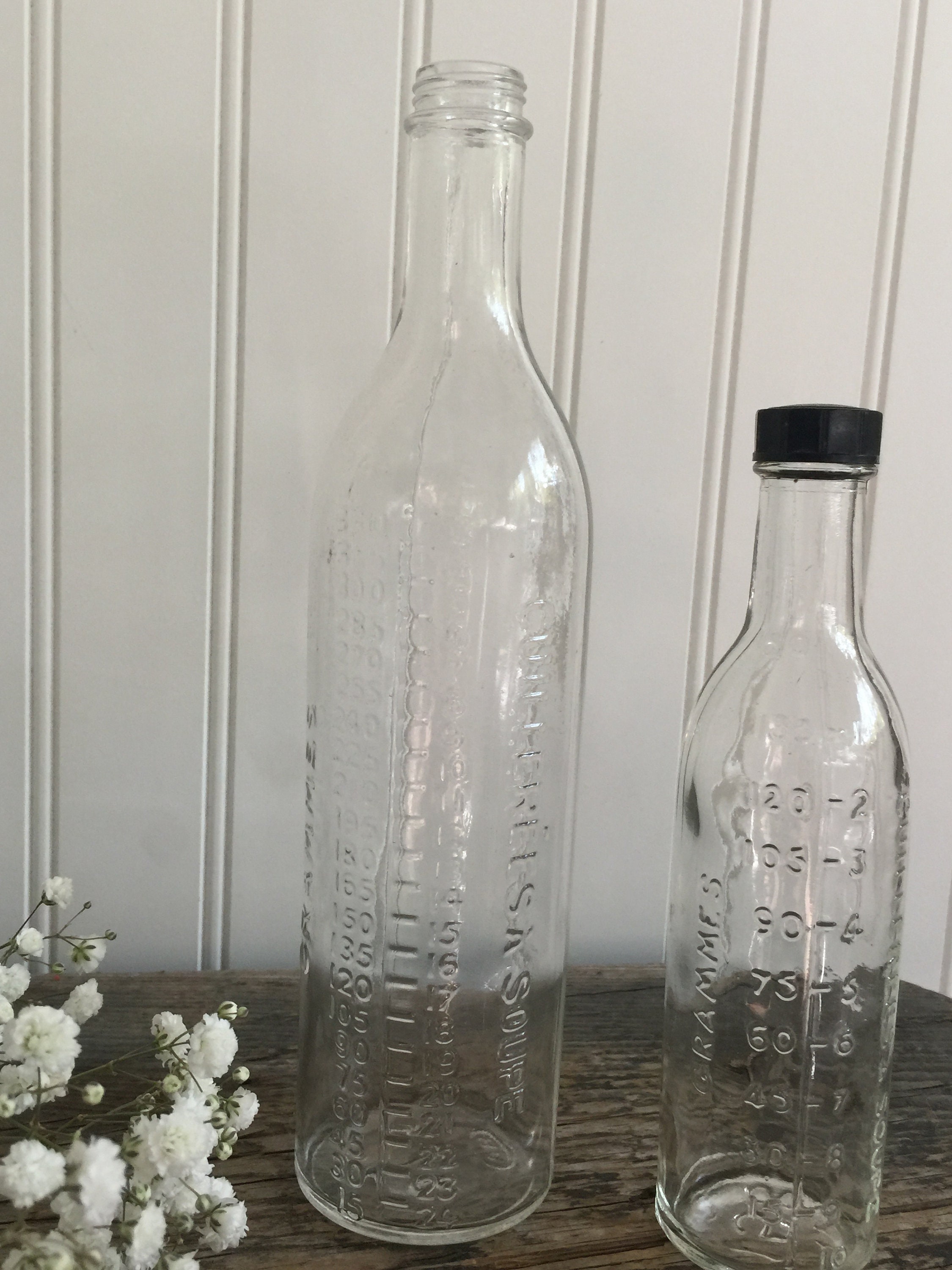 Set of 2 Old Bottles// Pharmacy Measuring Bottles// Vintage Glass ...