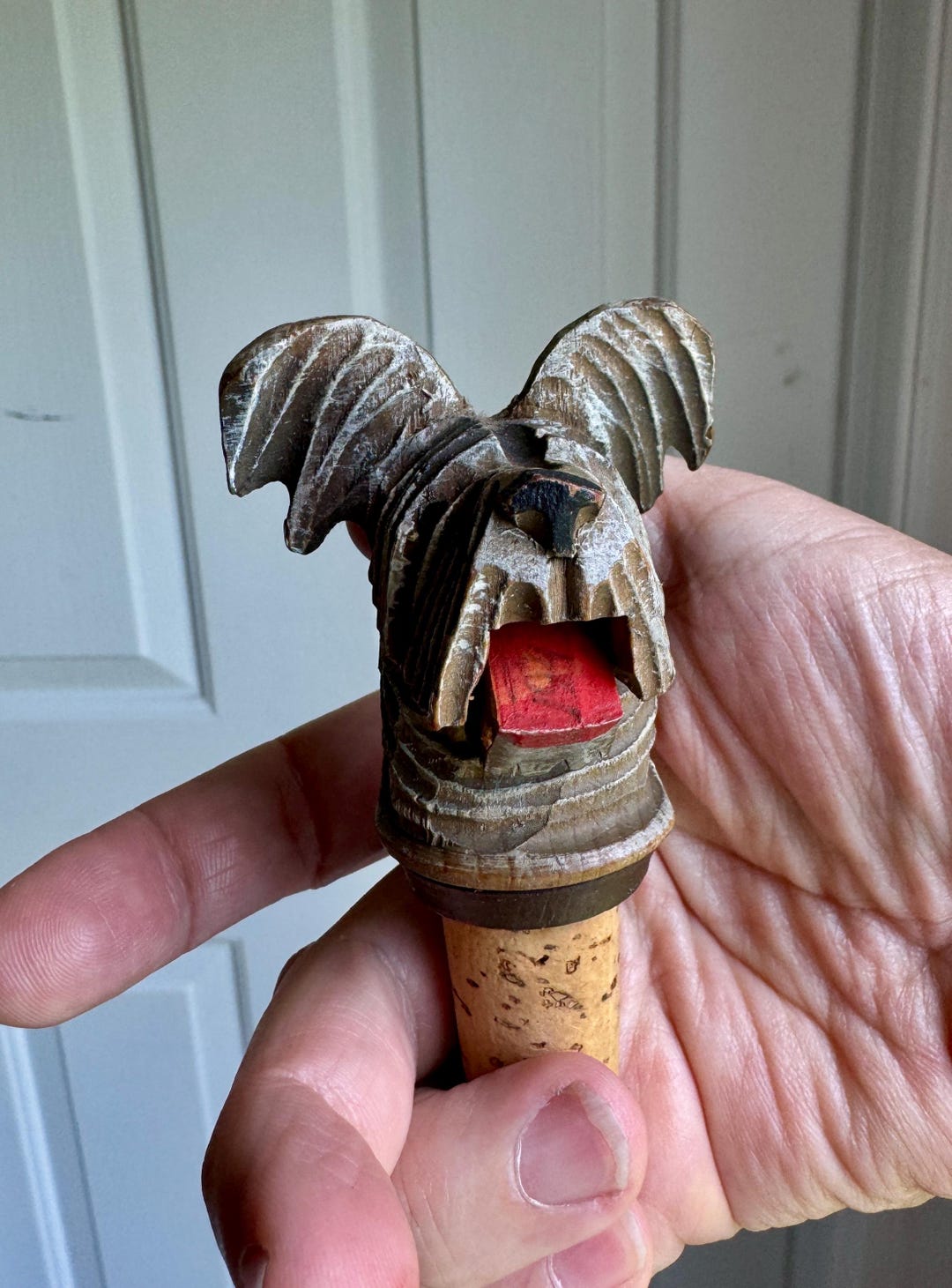 ANRI Wooden Carving Bottle Cork Stopper Terrier Dog Yakker - Etsy