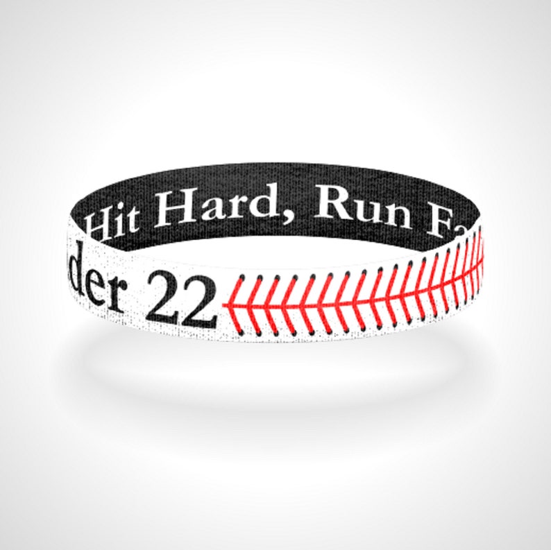 Reversible Custom Baseball Wristband Bracelet Hit Hard Run - Etsy