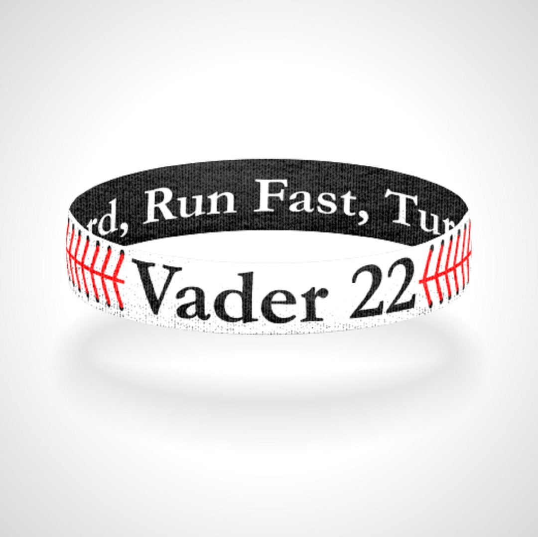 Reversible Custom Baseball Wristband Bracelet Hit Hard, Run Fast, Turn ...