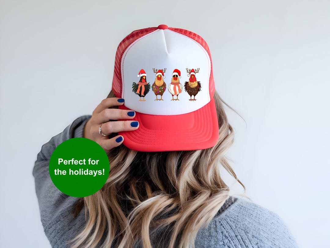 Christmas Chicken Trucker Hat, Funny Chicken Hat, Funny Holiday Hat ...