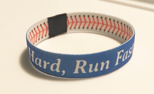 Reversible Custom Baseball Wristband Bracelet Hit Hard Run - Etsy