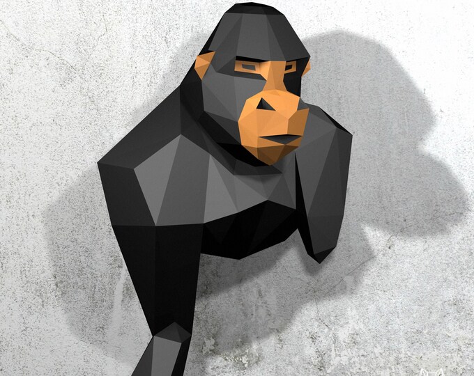 Gorilla Papercraft Sculpture, Printable 3D Puzzle, Papercraft Pdf ...