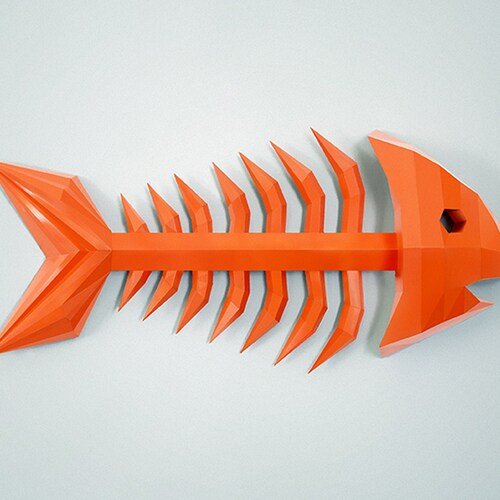 Skeleton Fish Papercraft Trophy Printable 3D Puzzle - Etsy