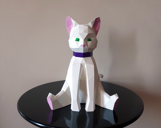Kitten Papercraft Sculpture, Printable 3D Puzzle, Papercraft Pdf ...