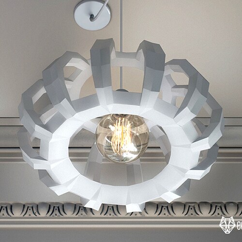 Round Paper Lamp Shade Printable Lampshade ECO Papercraft - Etsy