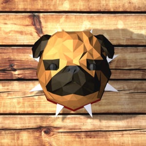 Pug Papercraft Sculpture, Printable 3D Puzzle, Papercraft Pdf Template ...