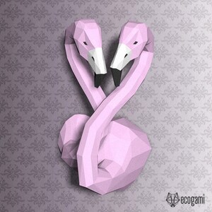 Flamingo Papercraft Sculpture, Printable 3D Puzzle, Papercraft Pdf ...