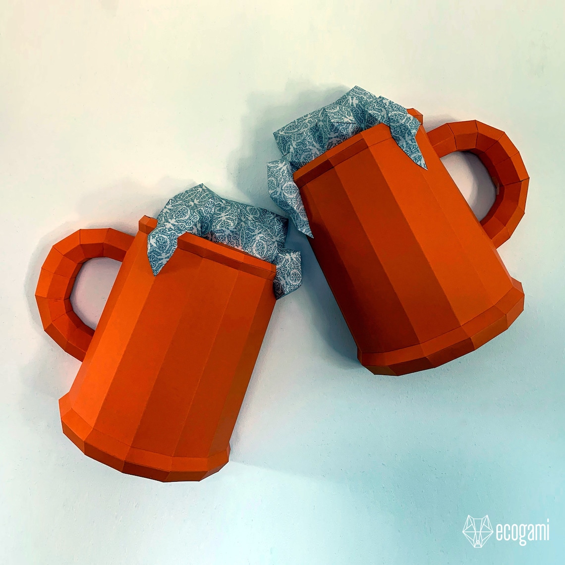 Beer glasses papercraft sculpture printable 3D puzzle | Etsy