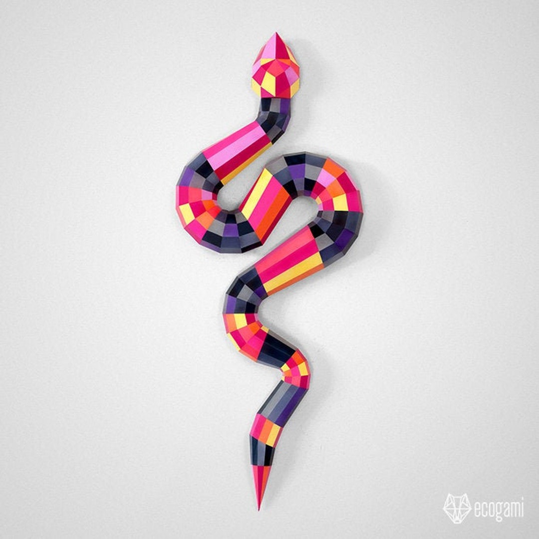 Snake Papercraft Sculpture, Printable 3D Puzzle, Papercraft Pdf ...