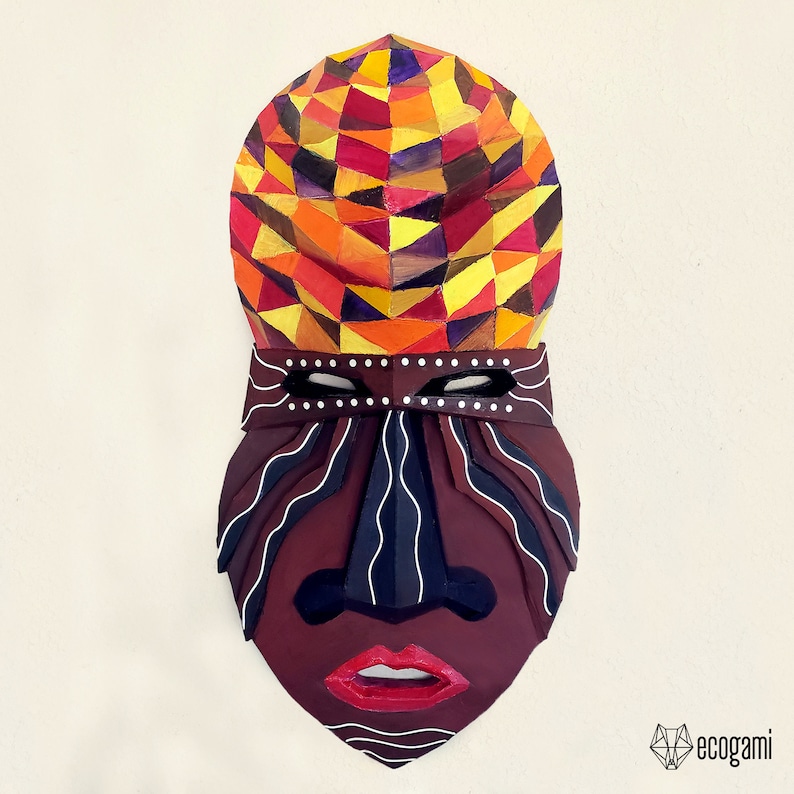 African Mask Papercraft Sculpture, Printable 3D Puzzle, Papercraft Pdf ...