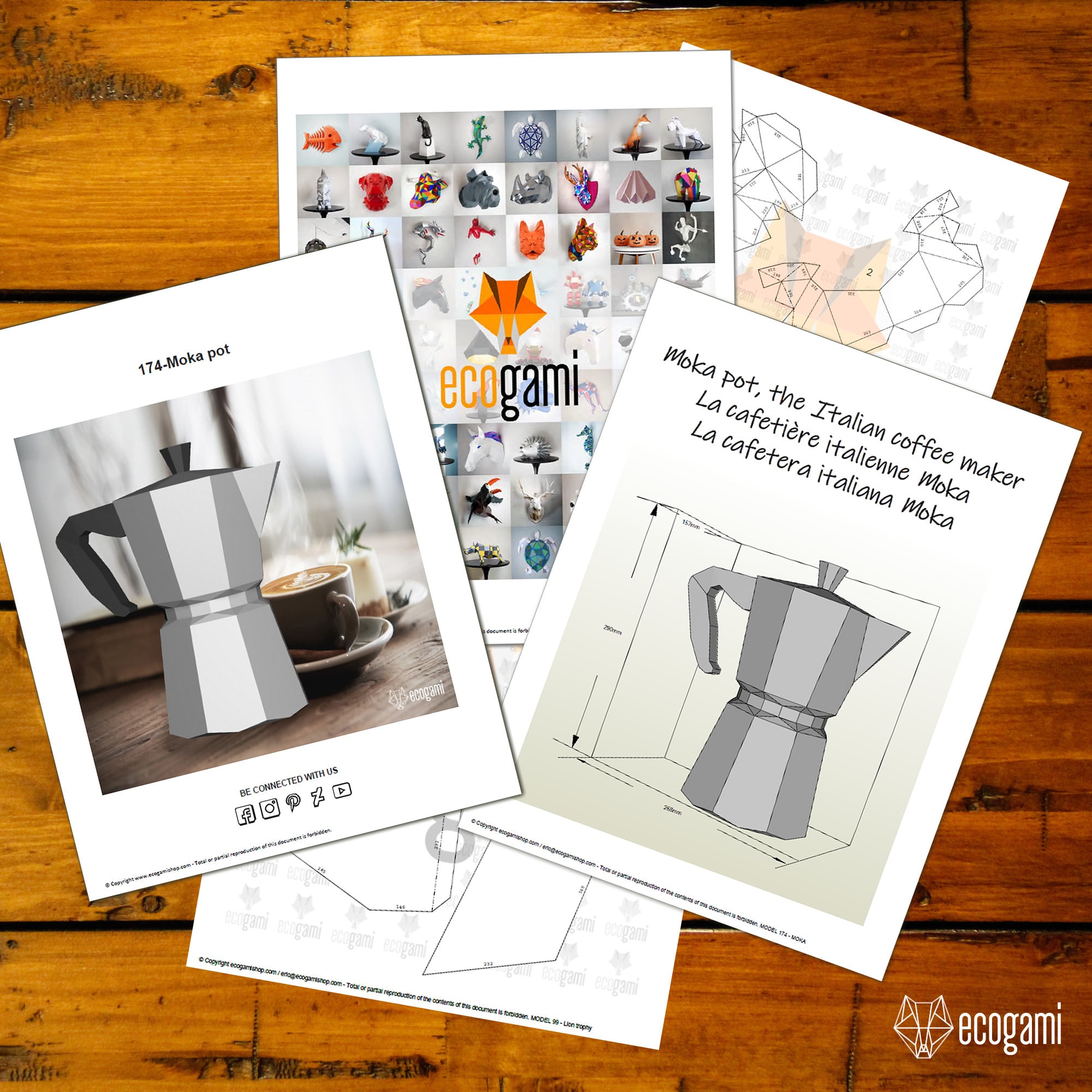 Moka Pot Papercraft PDF, DIY 3D Paper Sculpture, Low Poly Printable ...