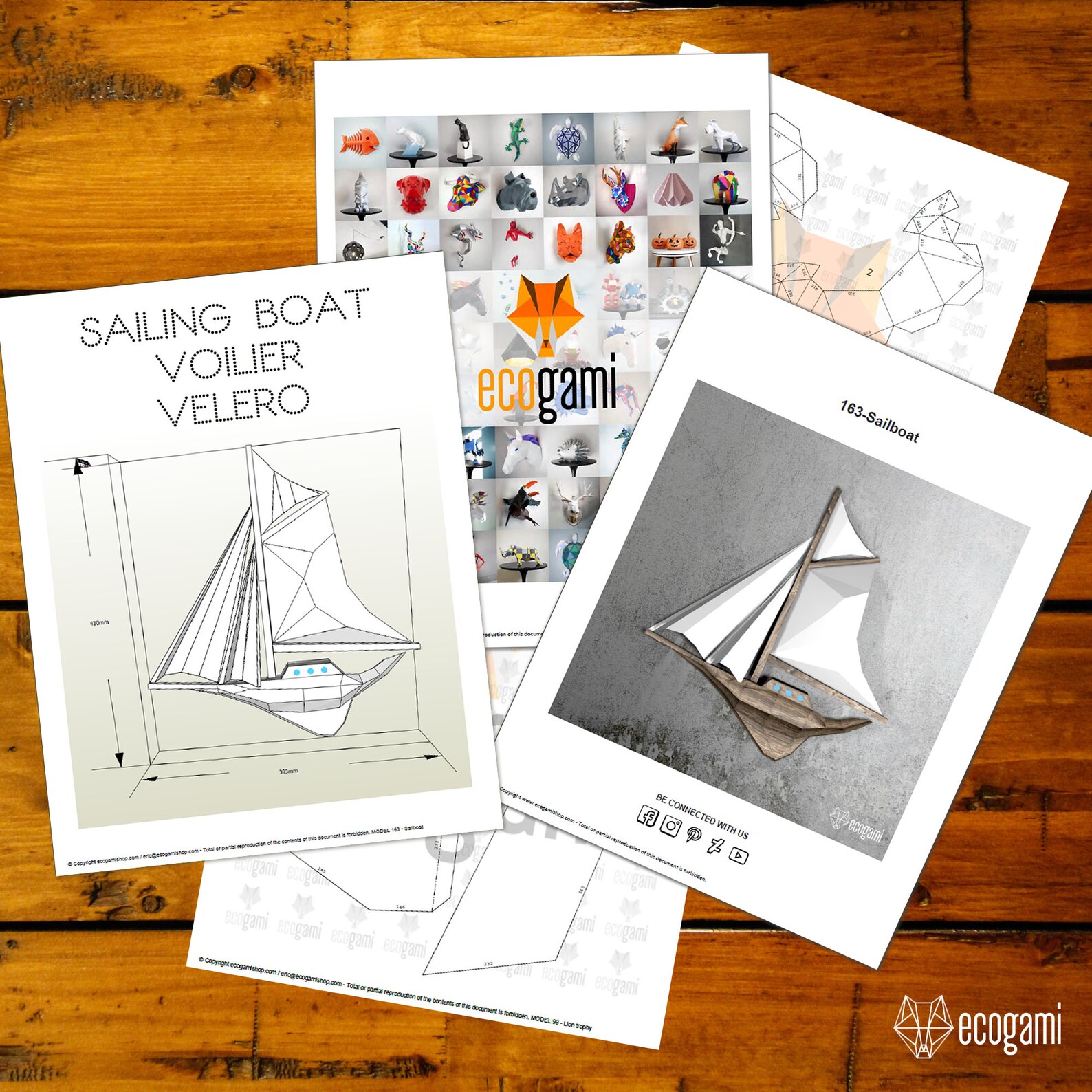 Sailboat Papercraft PDF, DIY Marine Wall Decor, Low Poly 3D Printable ...