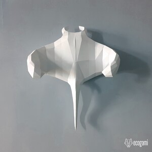 Manta Ray Papercraft Template PDF, DIY 3D Paper Manta Ray Wall Art ...