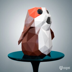 Porg Papercraft PDF, DIY Sci Fi Creature Decor, Low Poly 3D Printable ...