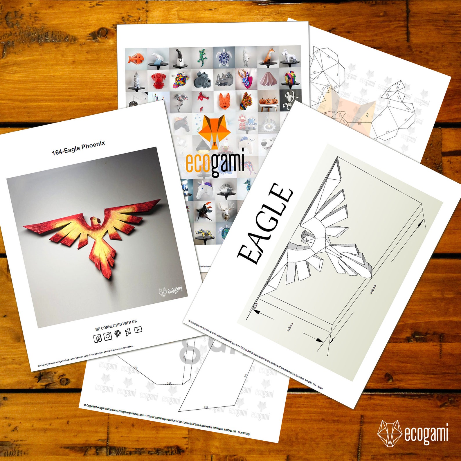 Eagle phoenix papercraft sculpture printable 3D puzzle | Etsy