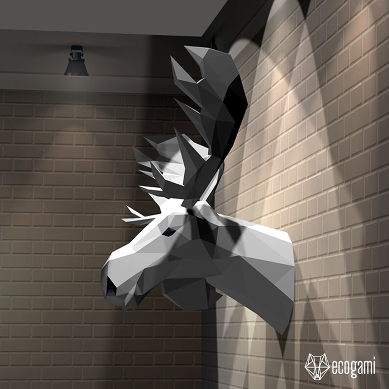 Moose Trophy Papercraft Sculpture Printable 3D Puzzle - Etsy