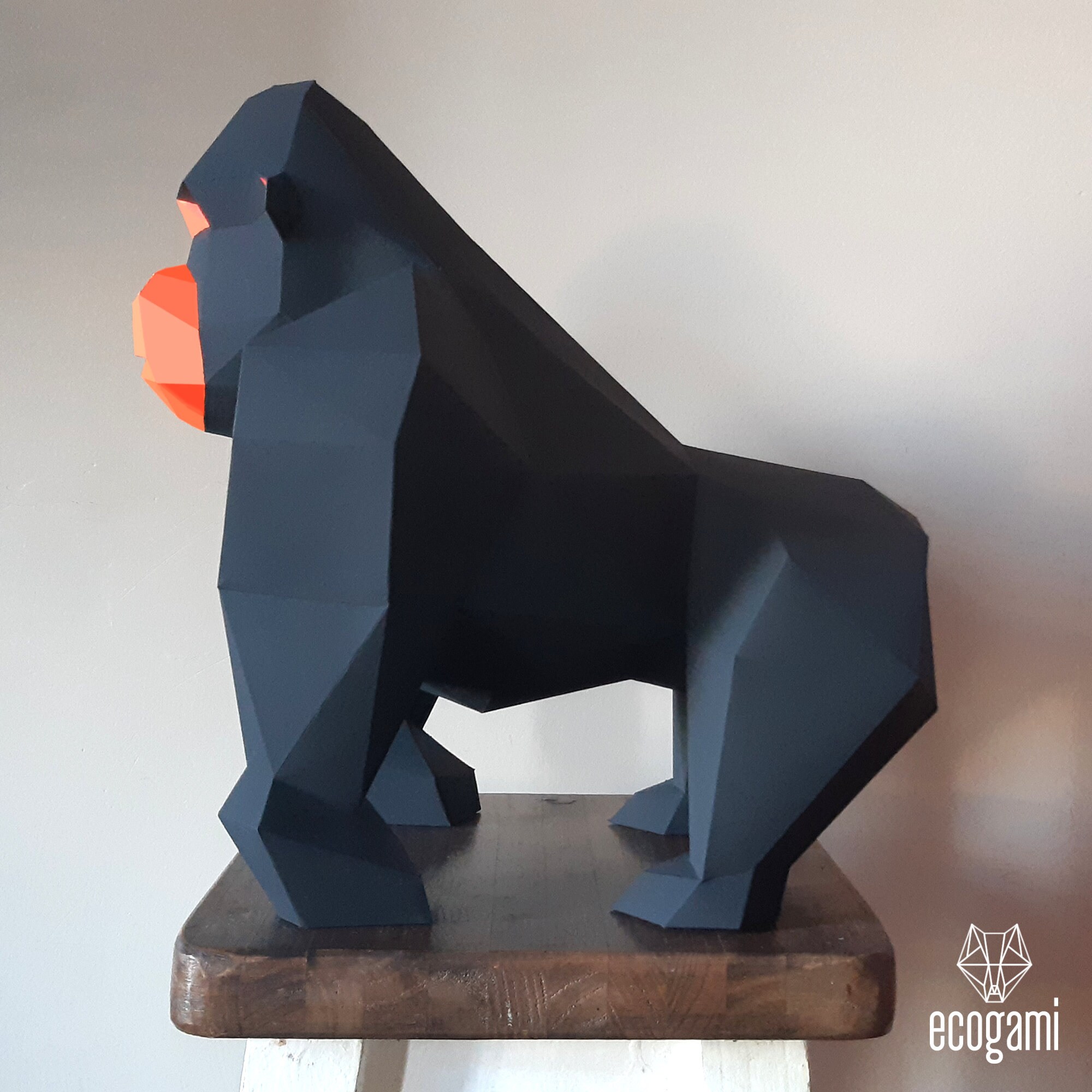 Gorilla Papercraft Template PDF, DIY 3D Paper Gorilla Sculpture, Low ...