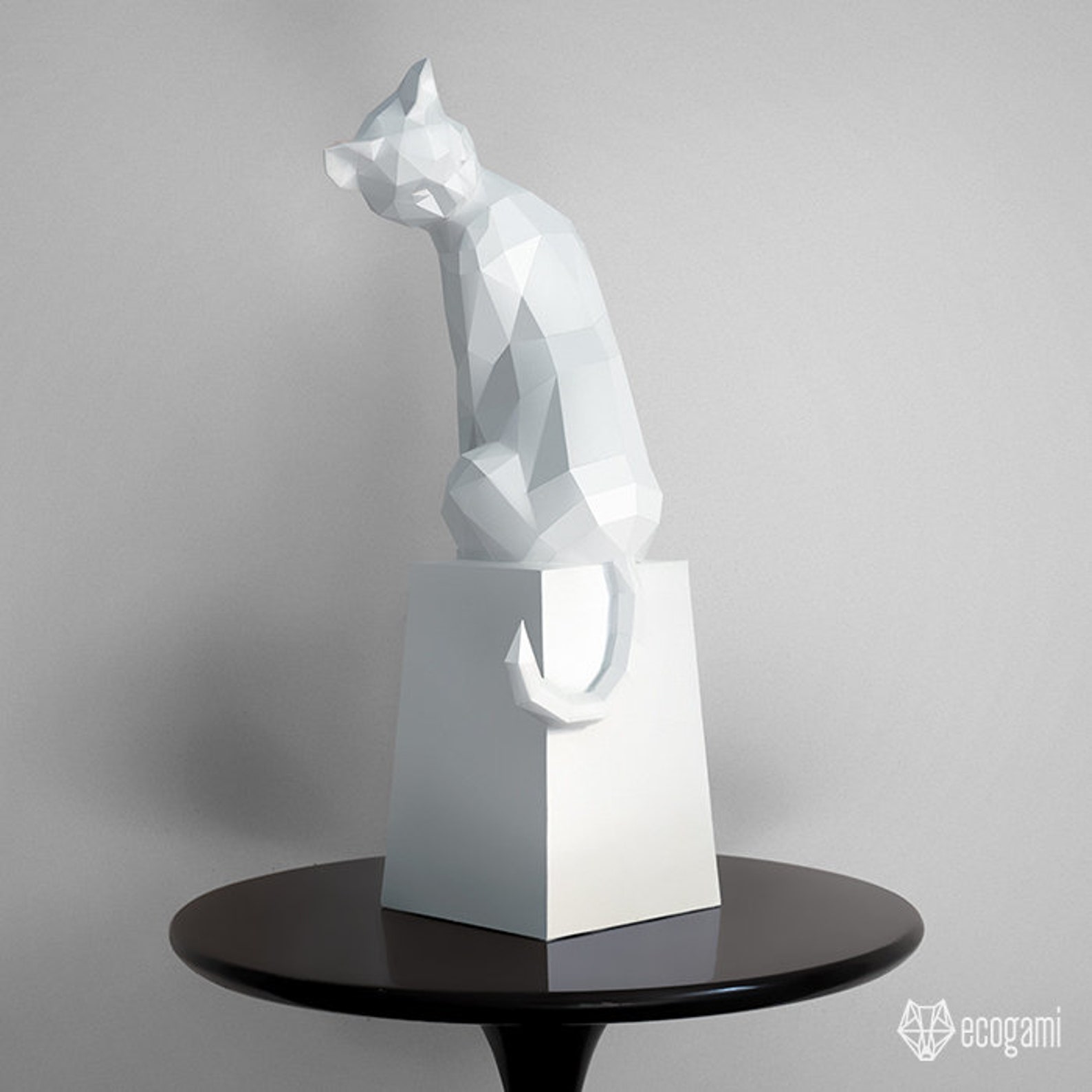 Grooming Cat Papercraft Sculpture, Printable 3D Puzzle, Papercraft Pdf ...