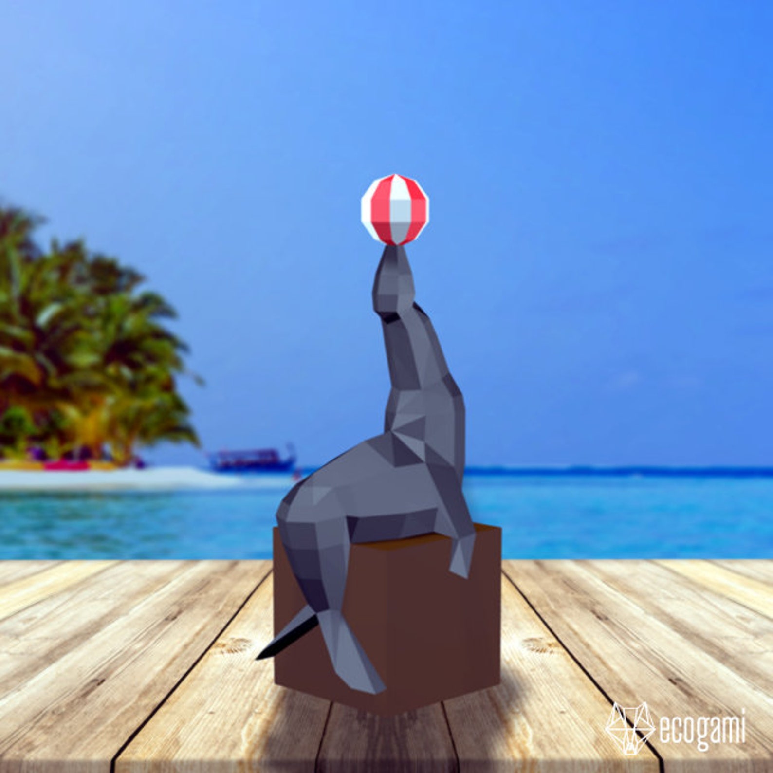 Sea Lion Papercraft Sculpture, Printable 3D Puzzle, Papercraft Pdf ...