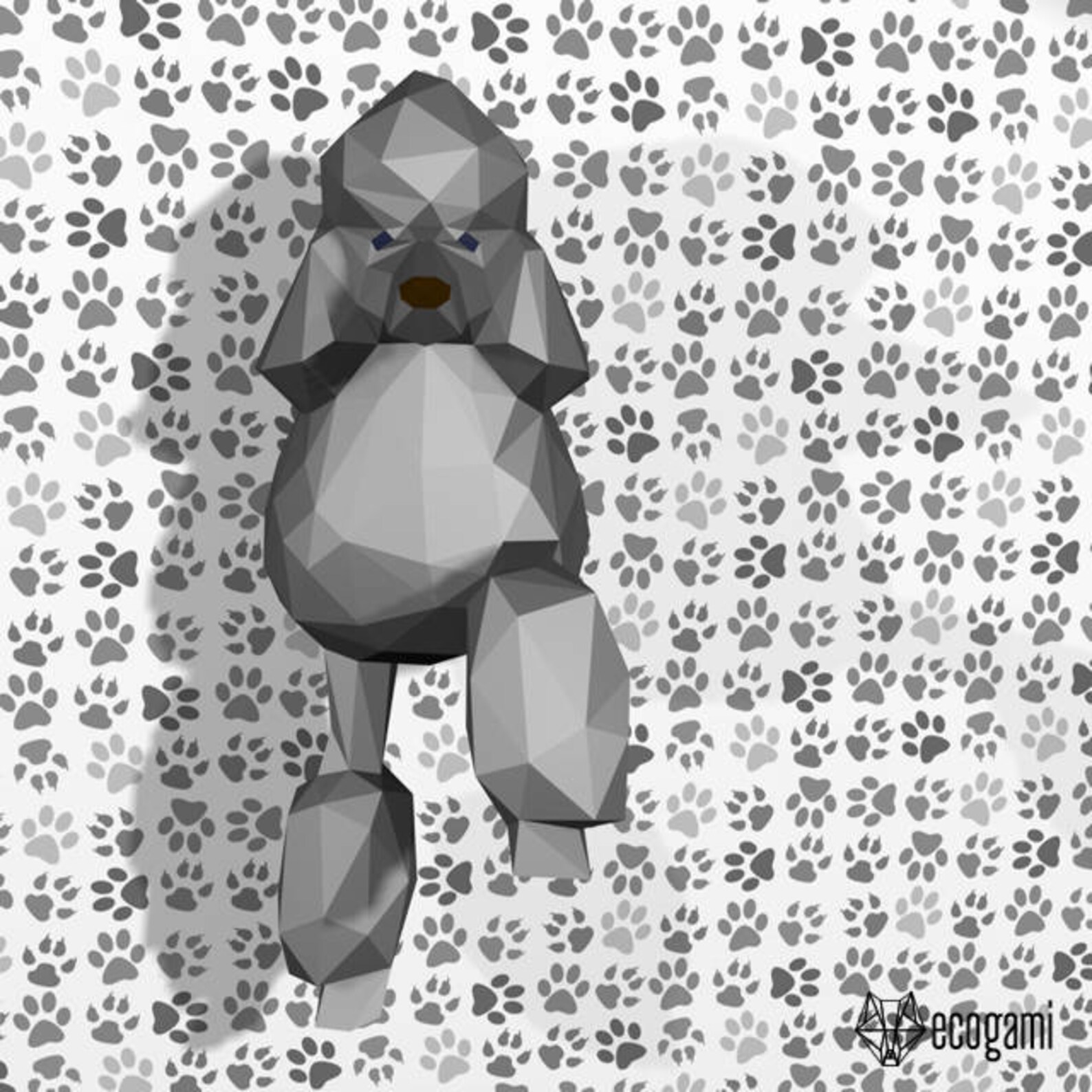 Poodle Papercraft Sculpture, Printable 3D Puzzle, Papercraft Pdf ...