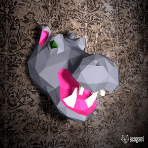 HIPPO HEAD TEMPLATE | Papercraft Hippo Head | 3d Puzzle Hippo Head ...