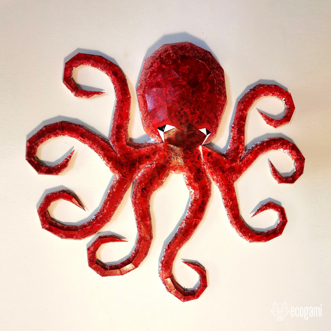 Octopus Papercraft PDF, DIY Marine Wall Decor, Low Poly 3D Printable ...