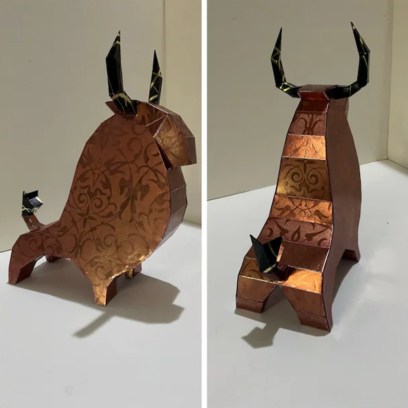 Bull Statue Papercraft Sculpture Printable 3D Puzzle | Etsy