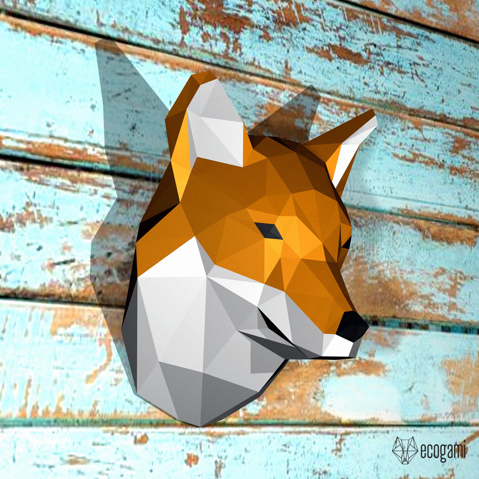 Fox Head Papercraft Sculpture, Printable 3D Puzzle, Papercraft Pdf ...