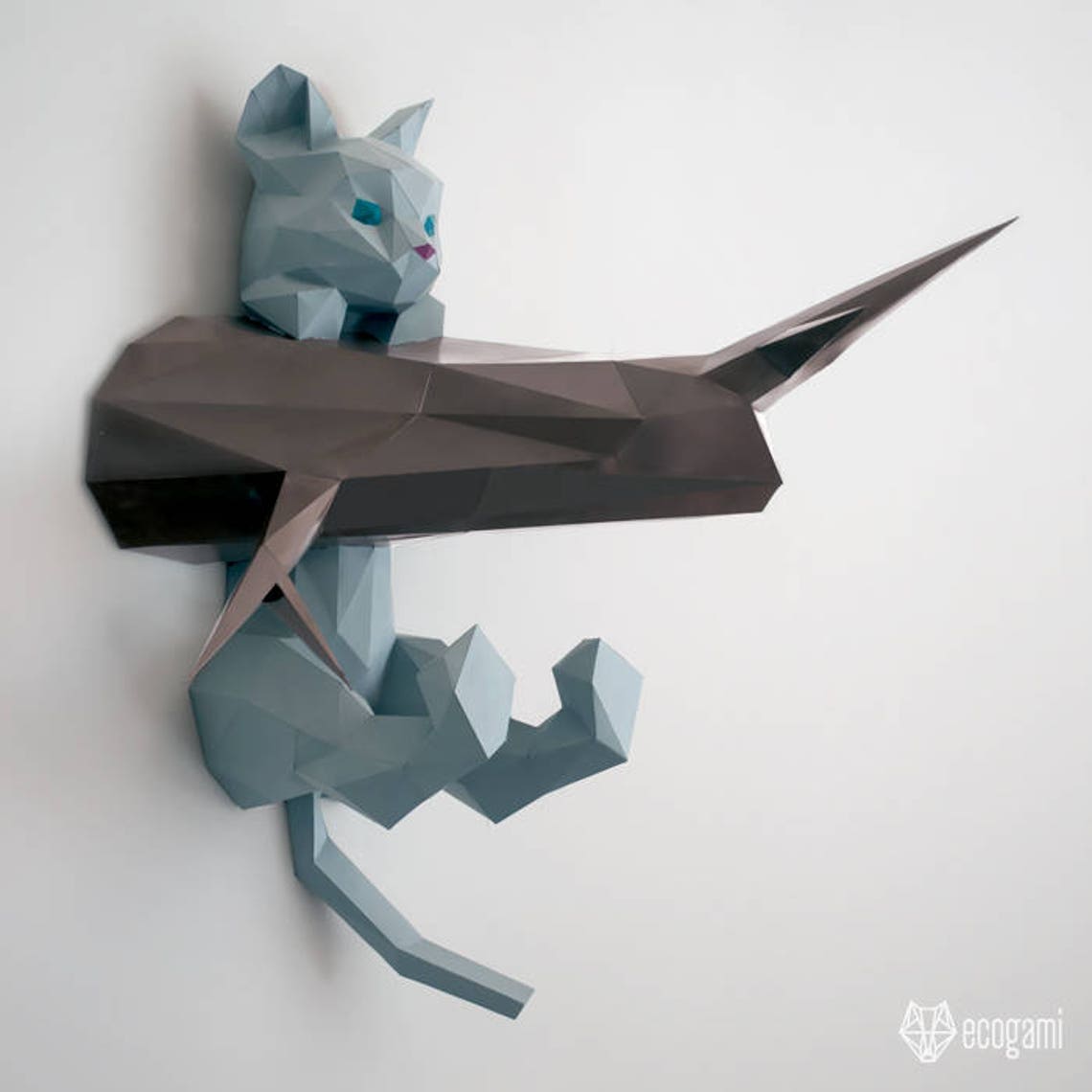 Chat sculpture papercraft puzzle 3D imprimable patron Pdf - Etsy France